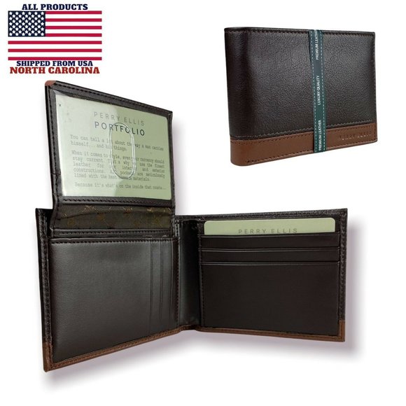 Perry Ellis | Bags | Perry Ellis Portfolio Passcase Bifold Genuine ...